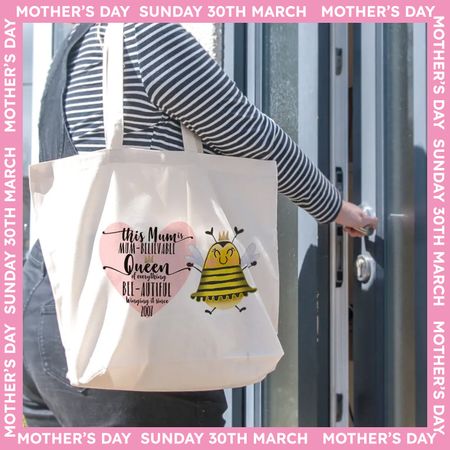 Personalised Queen Bee Tote Bag For Mum only £12.00