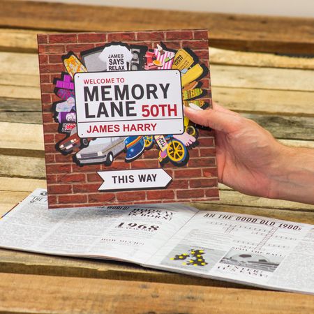 Personalised 50th Birthday Book 'Memory Lane' from £22.95
