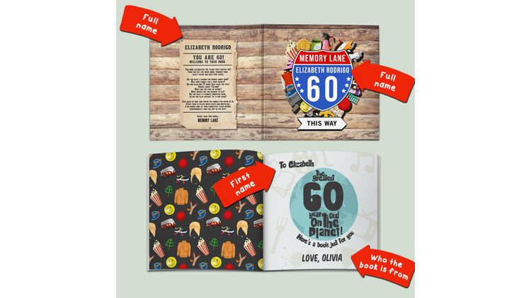 Personalised 'Memory Lane' 60th Birthday Book US Edition from £22.95